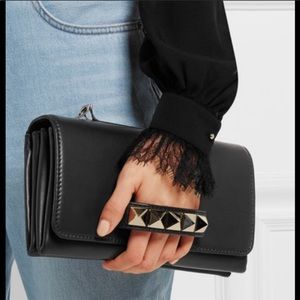 Valentino | Bags | Valentino Black Leather Rockstud Va Va Voom Clutch | Poshmark